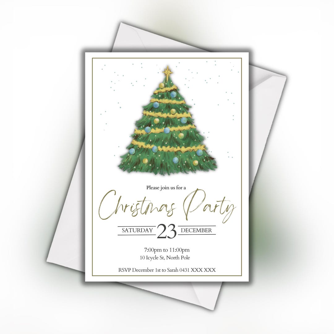 Editable Festive Christmas Invitation Template - Etsy