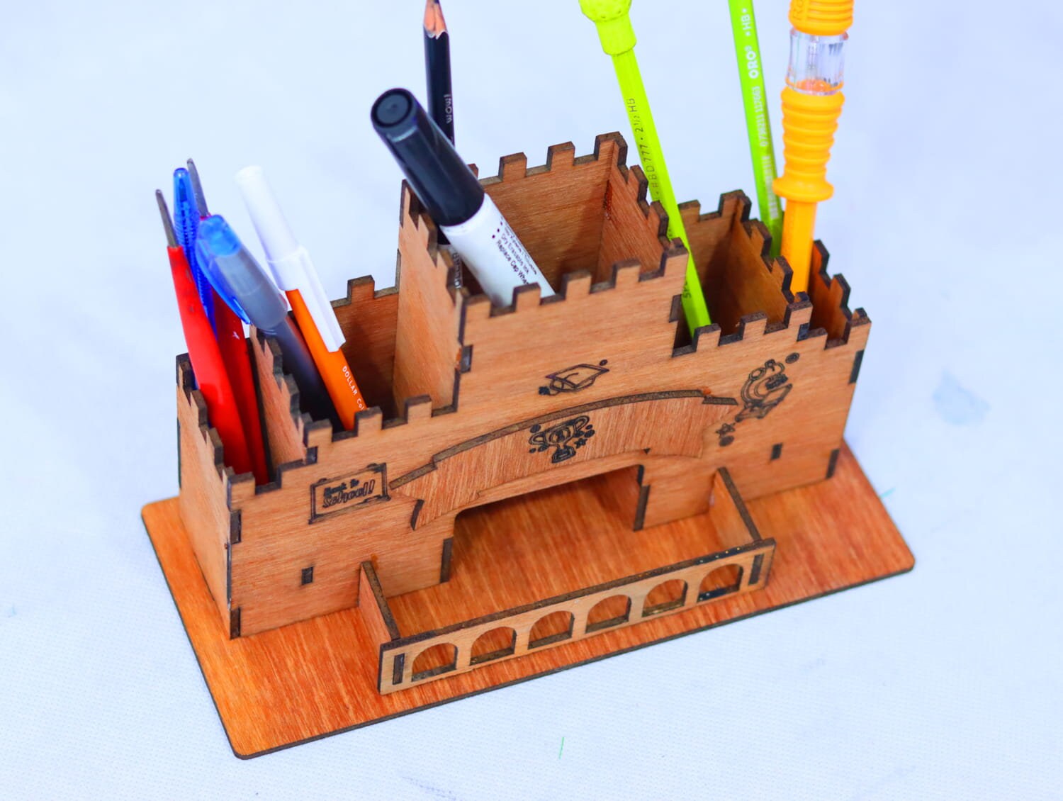 Laser Cut Desk Organizer Pencil Holder Vector Svg Template Glowforge ...