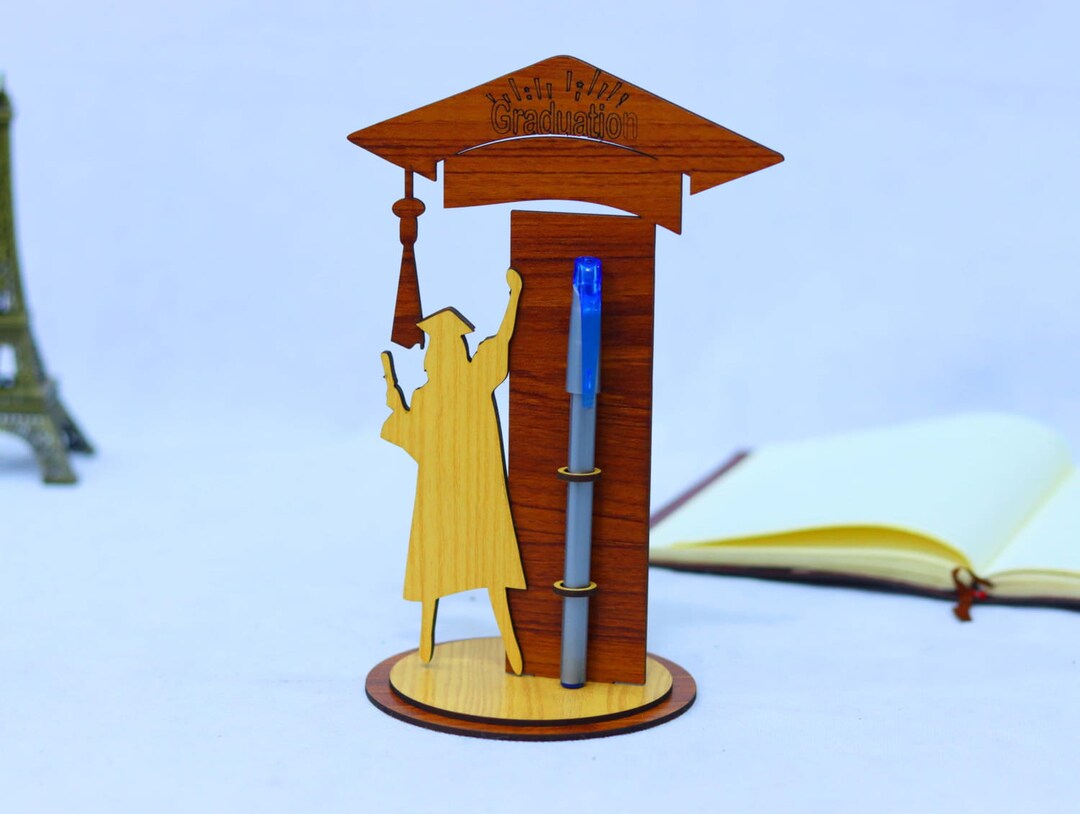 Laser Cut Graduation Gift Wooden Pen Holder File Vector Plan Laser Cnc ...