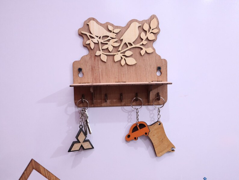 Laser Cut Bird Key Holder 3mm Svg Glowforge Home Wall Key Sign Svg ...