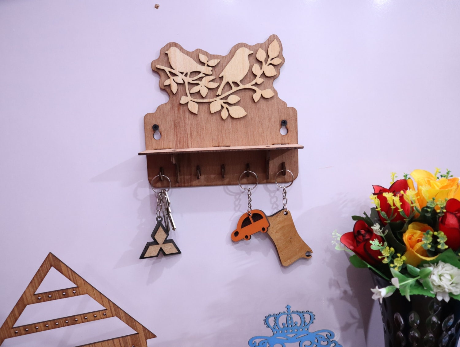 Laser Cut Bird Key Holder 3mm Svg Glowforge Home Wall Key Sign Svg ...