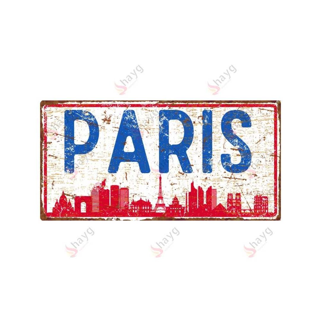 Vintage Style Paris Silhouette Aluminum Wall Sign - Decorative Rust ...