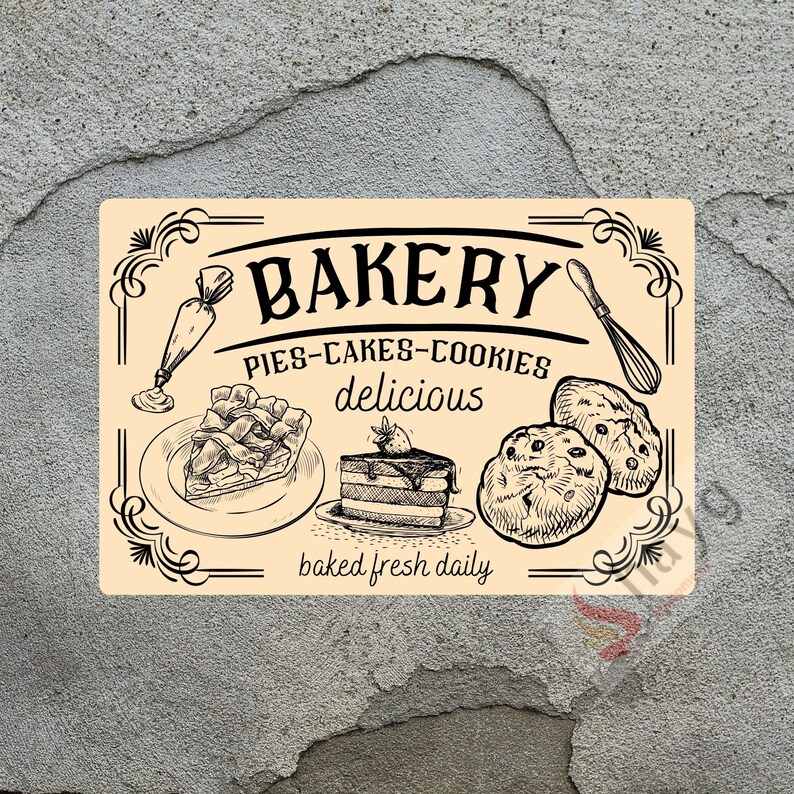 Metal Bakery Sign Vintage Pie Sign Antique Cake Sign Cookie - Etsy