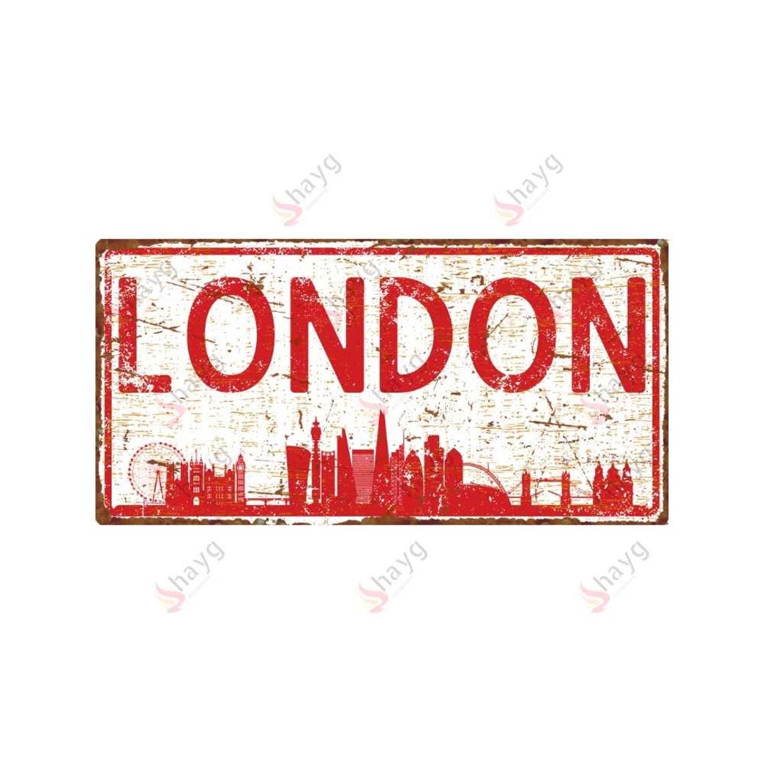 Vintage Style London Silhouette Aluminum Wall Sign – Decorative ...