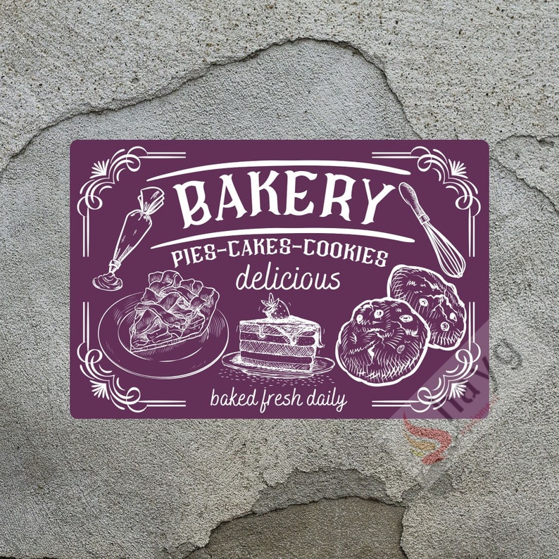 Metal Bakery Sign Vintage Pie Sign Antique Cake Sign Cookie - Etsy