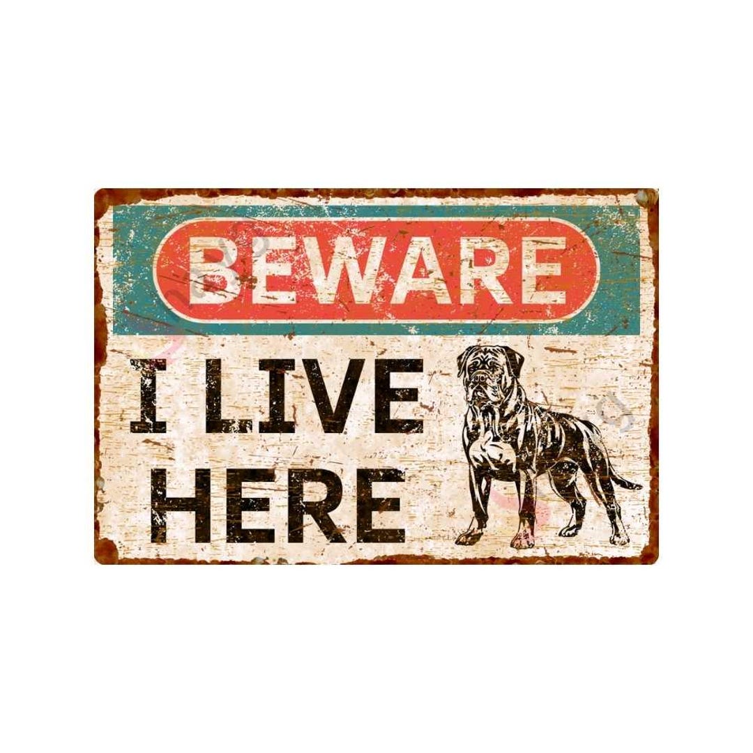 Vintage Style Beware of Dog Aluminum Sign - Metal Bullmastiff Warning ...
