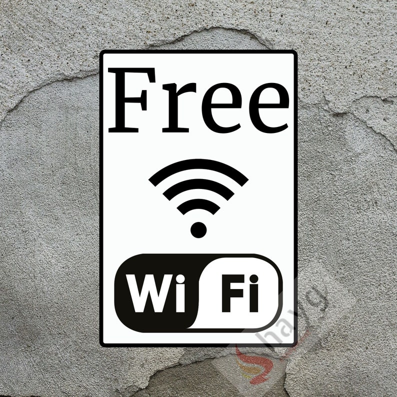 Rusted-looking Free Wi-fi Aluminum Sign, Vintage-style Wi-fi Wall Decor ...