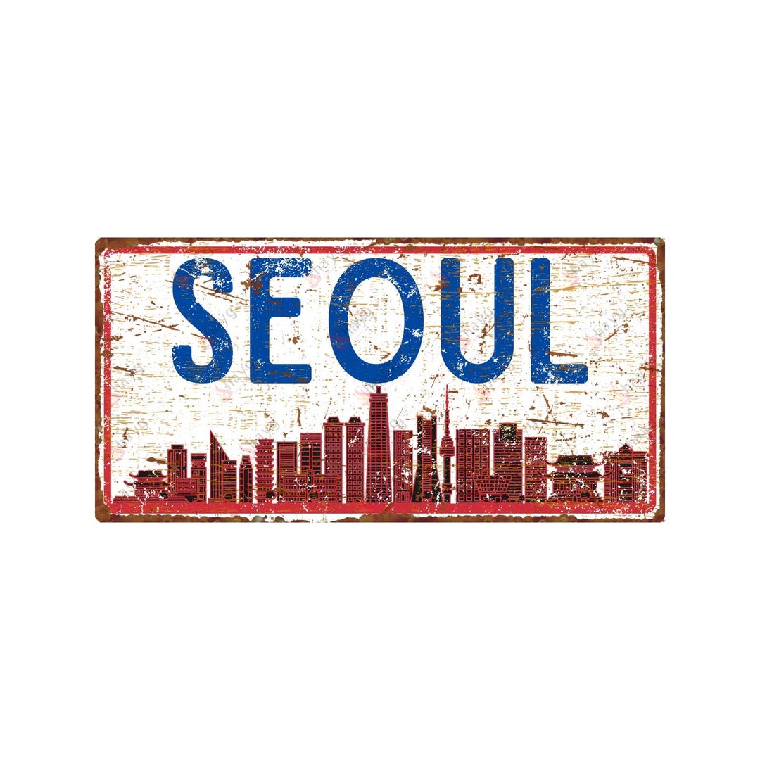 Vintage Seoul Cityscape Metal Sign: Retro Korean Wall Art - Etsy