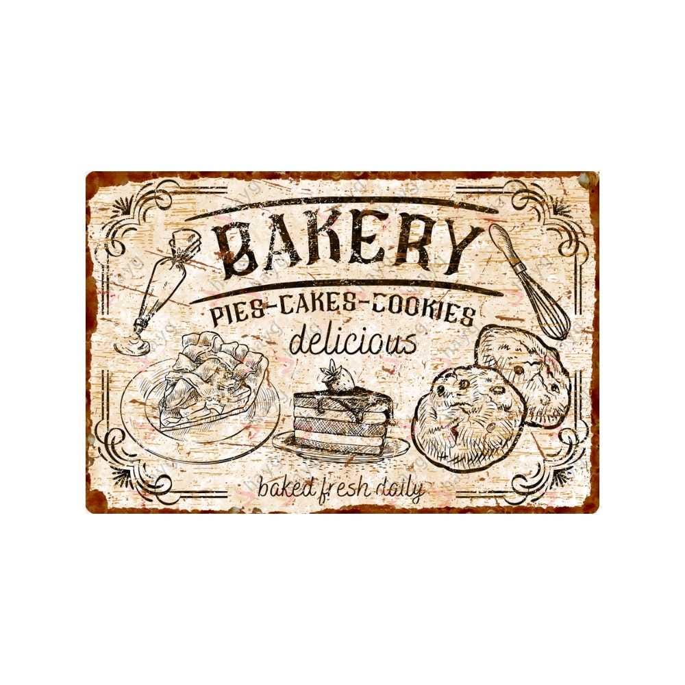 Vintage Bakery Sign: Rustic Aluminum Cake & Pie Kitchen Decor - Etsy