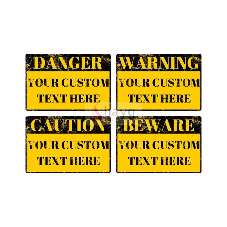 Custom Yellow Yard Sign, Custom Metal Danger Sign, Editable Caution ...