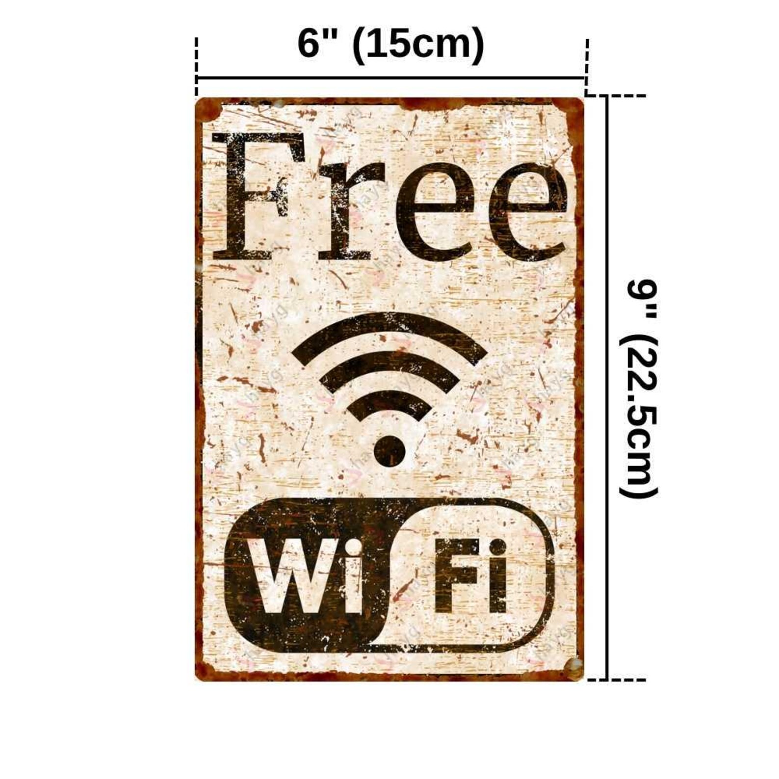 Rustic Free Wi-fi Aluminum Sign – Vintage-style Weathered Metal Wall ...