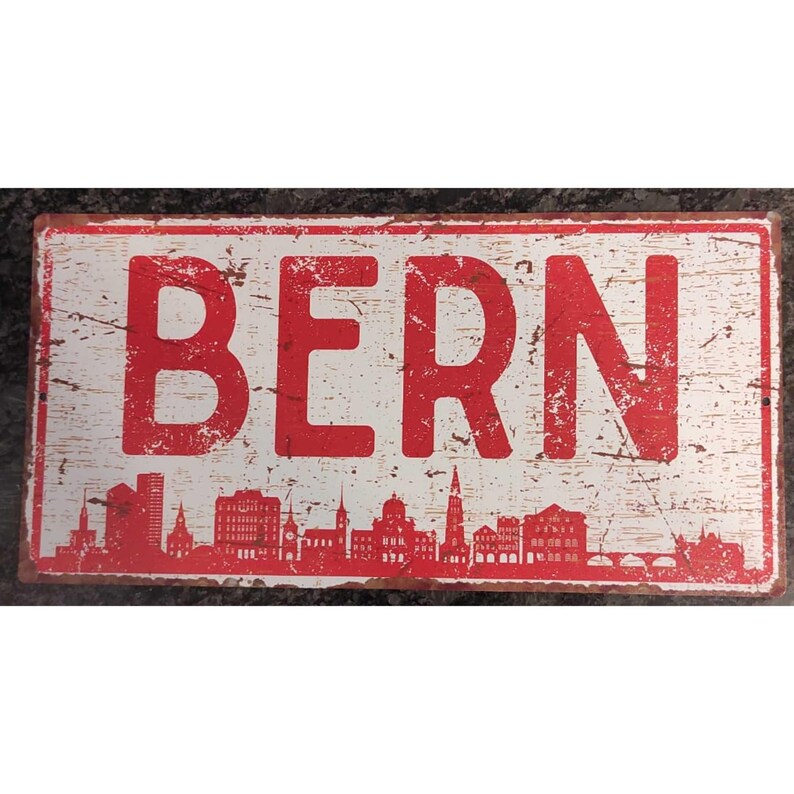 Bern Vintage Travel Sign, Rustic Swiss Souvenir Decor - Etsy