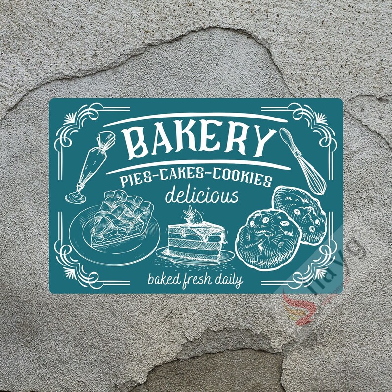 Metal Bakery Sign Vintage Pie Sign Antique Cake Sign Cookie - Etsy