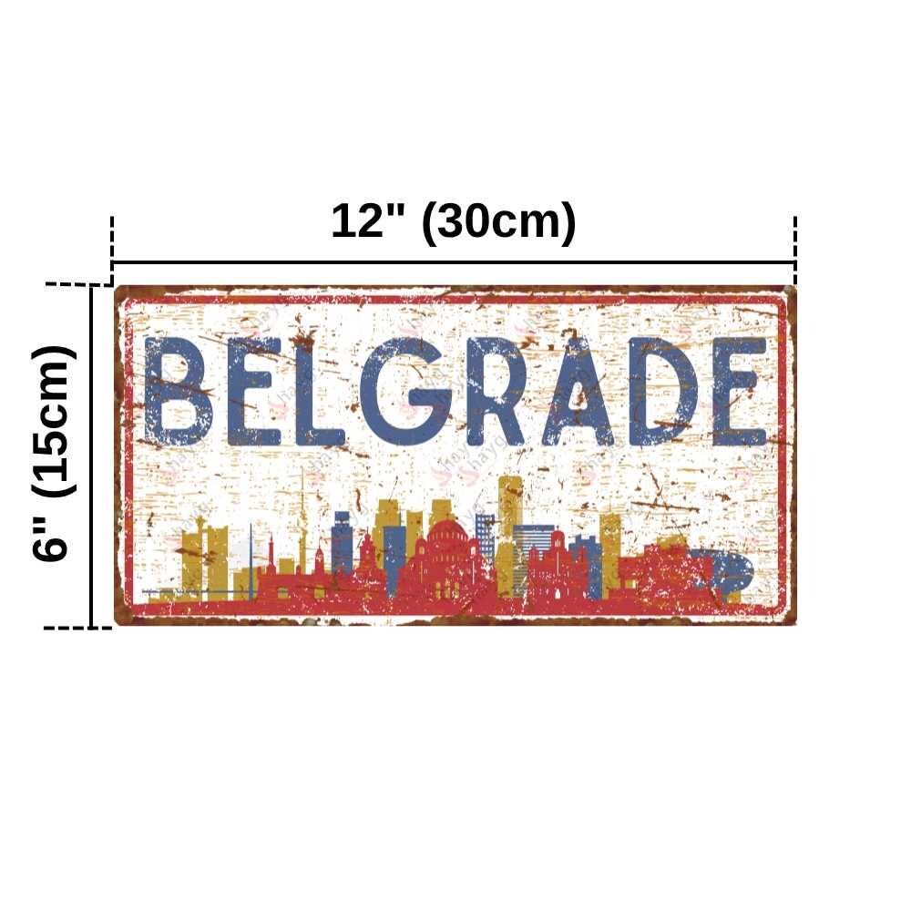 Belgrade City Skyline Aluminum Sign – Vintage Decorative Metal Wall Art ...