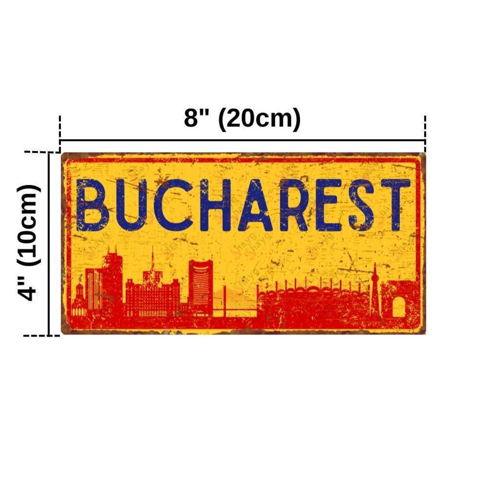 Bucharest City Skyline Metal Sign: Vintage Romania Travel Art - Etsy