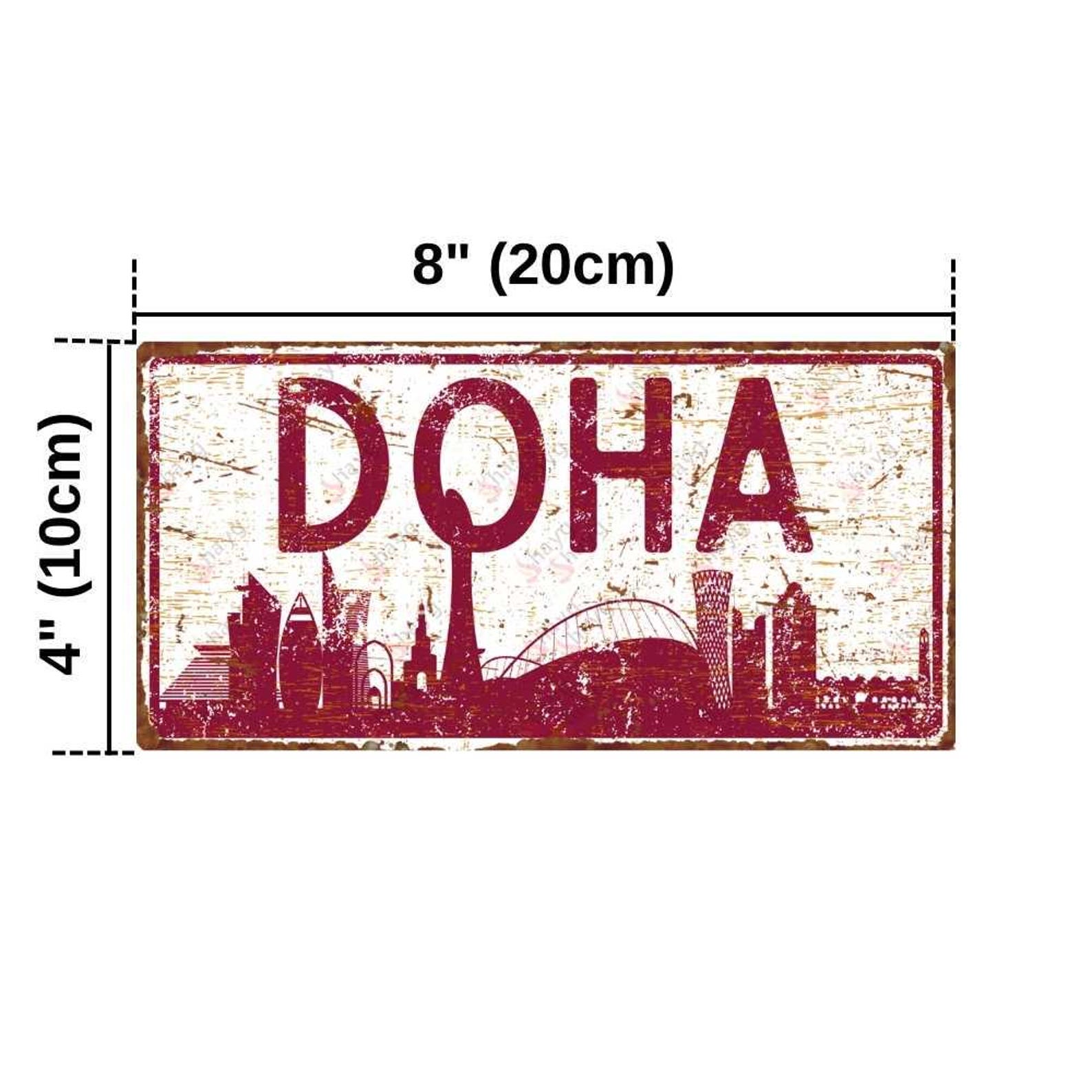 Doha Decorative Wall Sign: Distressed Aluminum Cityscape Plaque - Etsy