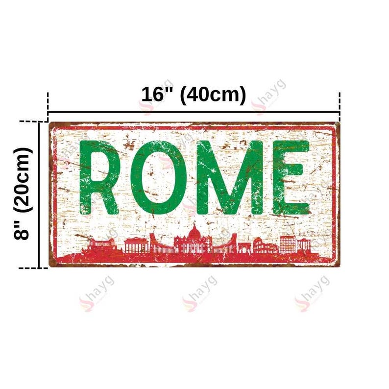 Vintage Style Rome Silhouette Aluminum Wall Sign – Rustic Cityscape ...