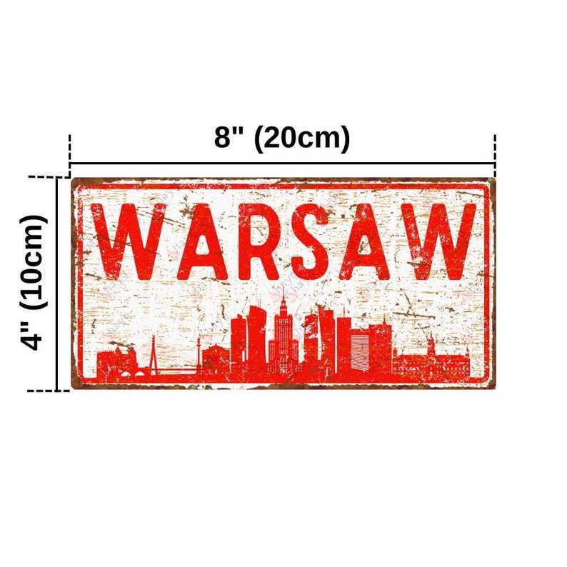 Vintage Warsaw Cityscape Aluminum Sign: Rustic Red Skyline Decor - Etsy