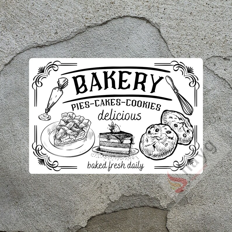 Metal Bakery Sign Vintage Pie Sign Antique Cake Sign Cookie - Etsy
