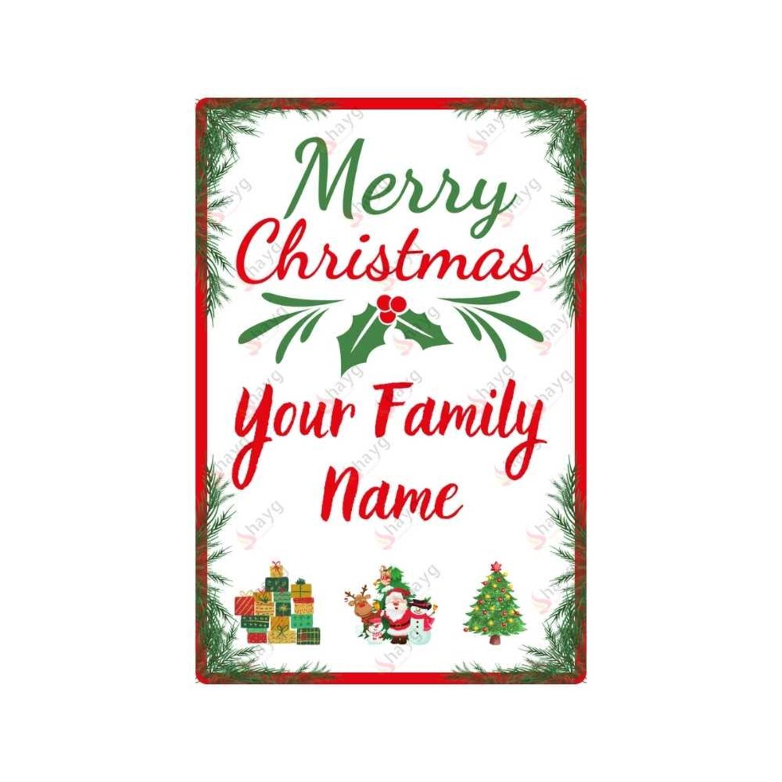 Personalized Metal Christmas Sign – Custom Family Name Holiday Decor ...