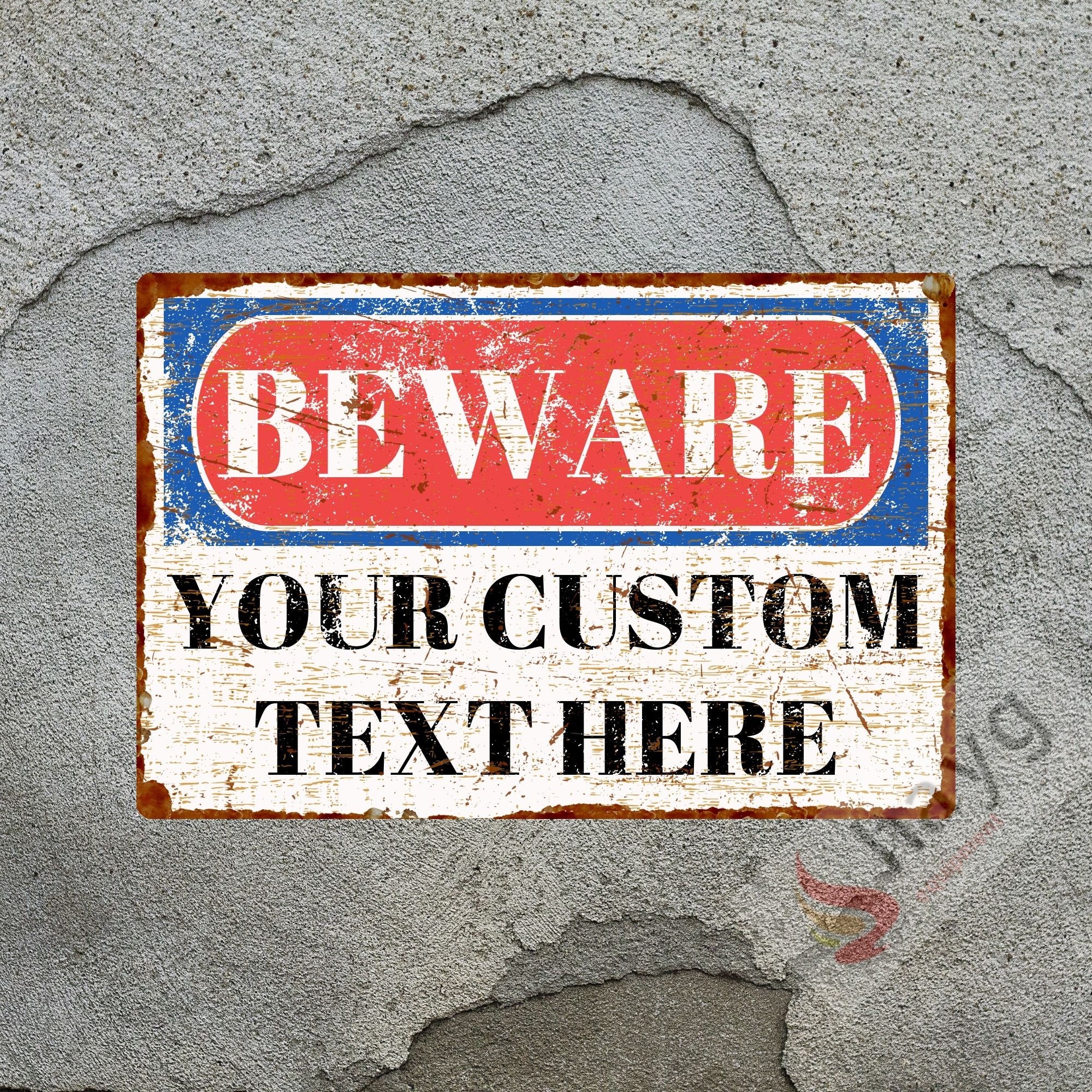 Customizable Vintage Style Aluminum Warning Sign, Decorative Caution ...
