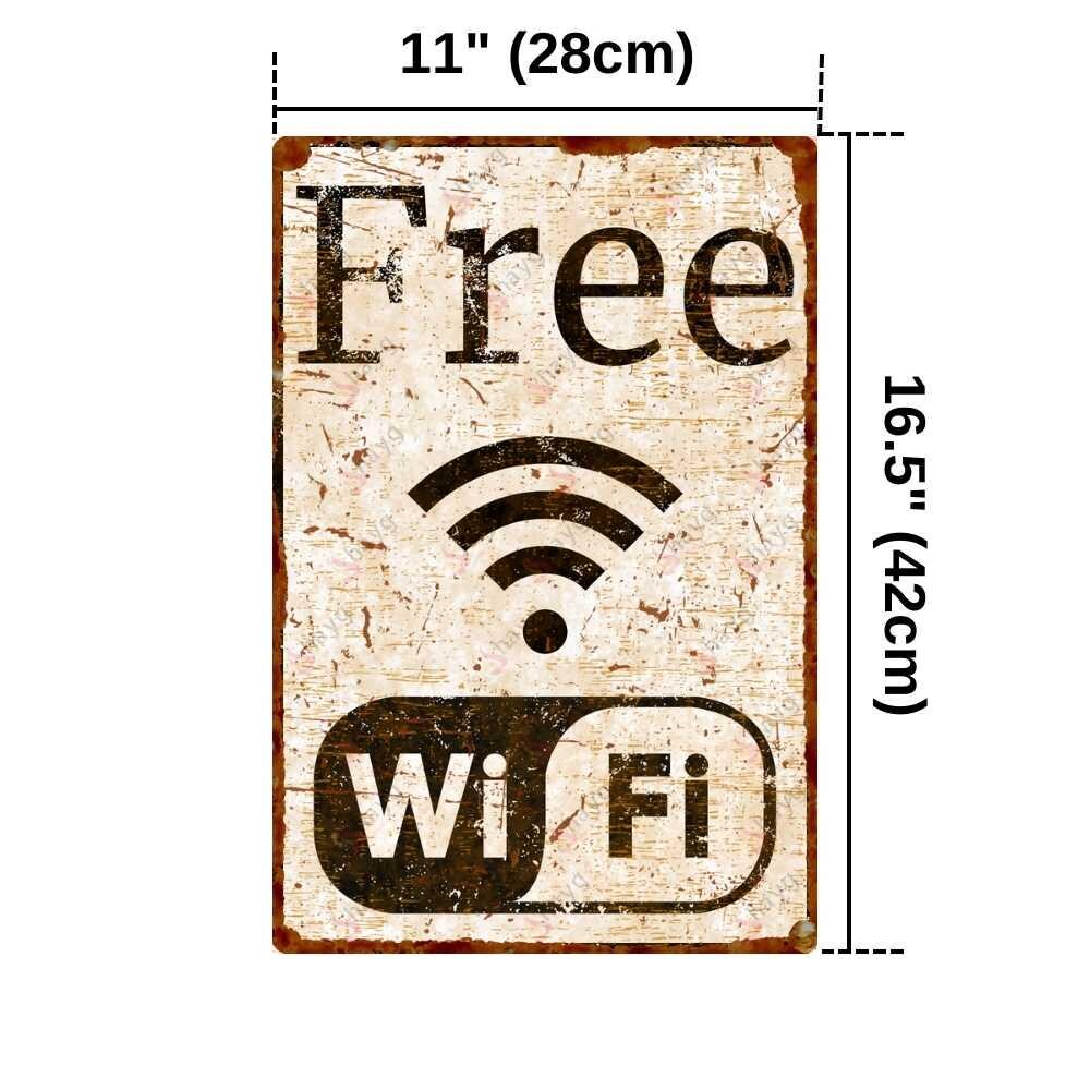 Rustic Free Wi-fi Aluminum Sign – Vintage-style Weathered Metal Wall ...