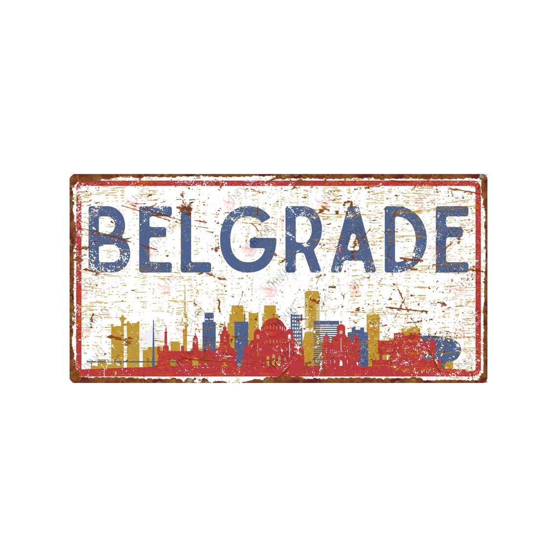 Belgrade City Skyline Aluminum Sign – Vintage Decorative Metal Wall Art ...