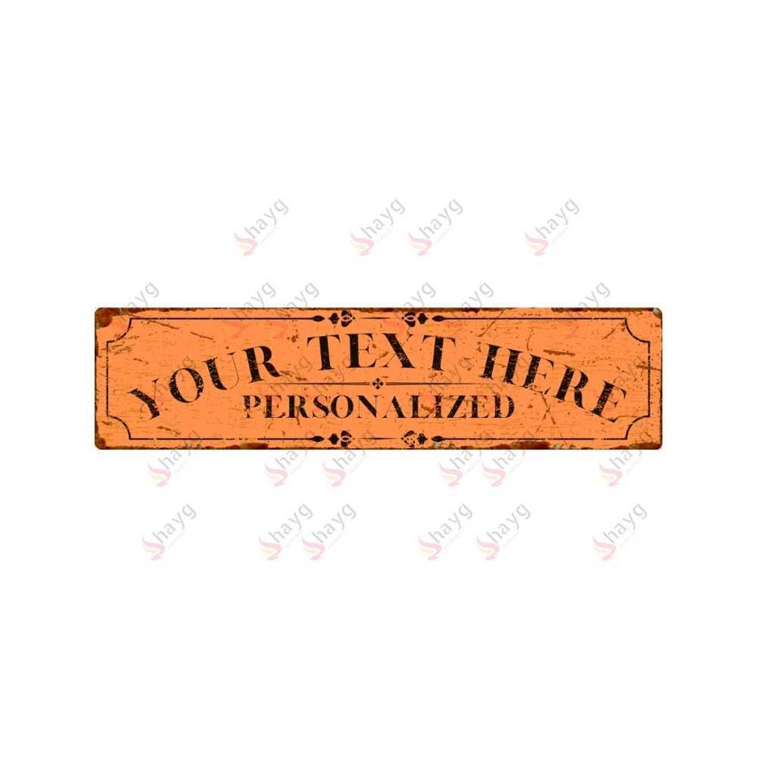 Rustic Orange Aluminum Door Sign: Vintage Style Personalized Nameplate ...