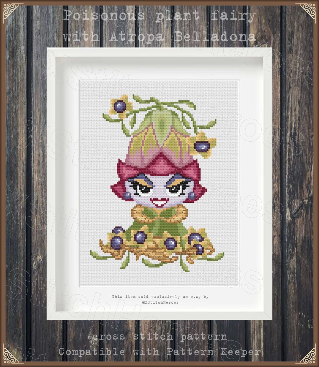 Poisonous Flower Fairy Cross Stitch Pattern Atropa Belladonna Flower ...