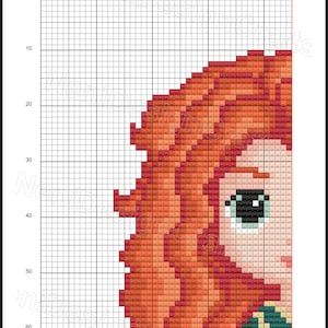 Little Merida Cross Stitch Pattern Princess Cross Stitch Home Decor ...