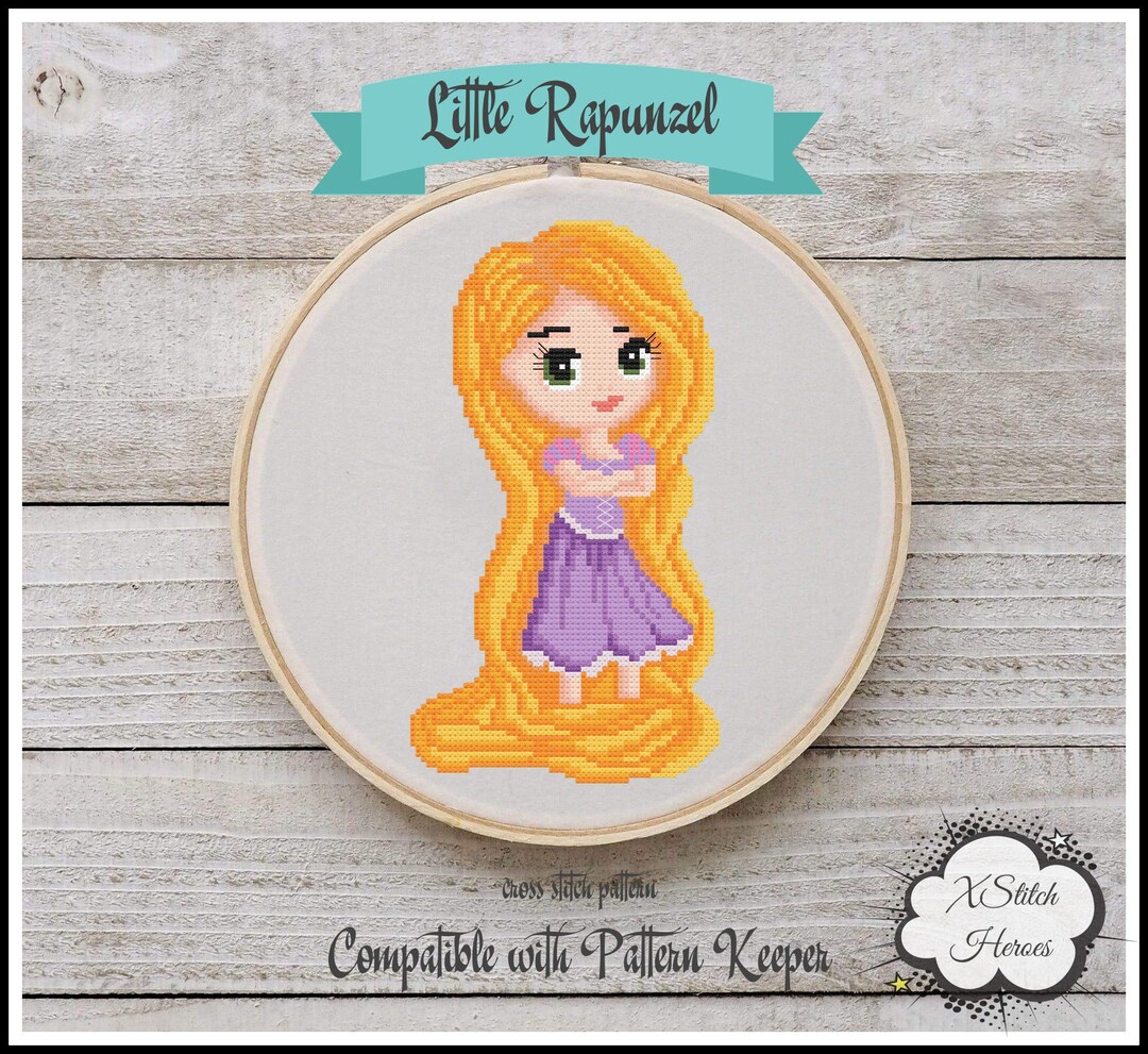 Little Rapunzel Cross Stitch Pattern, Princess Home Decor (PDF Pattern ...