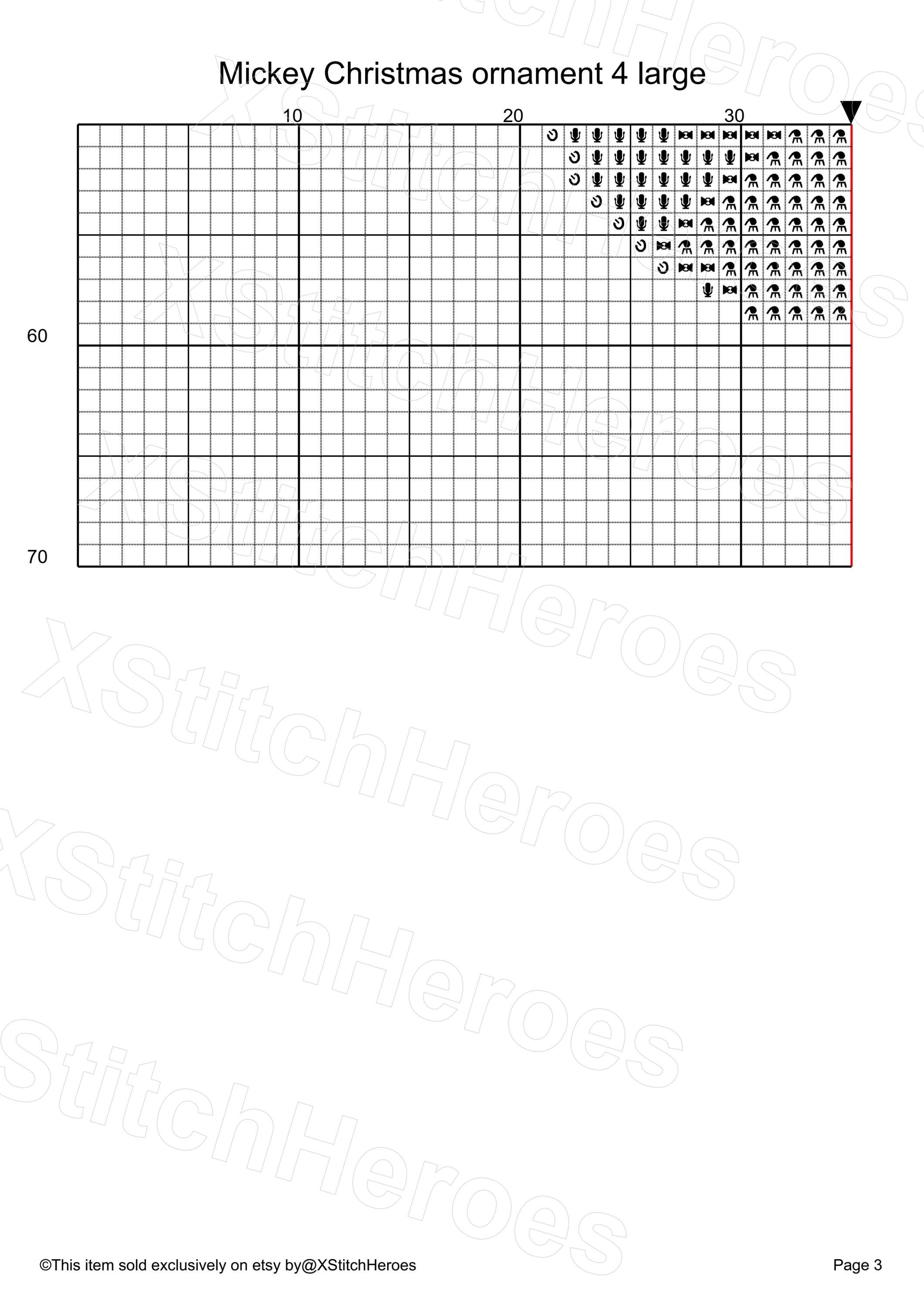 Mickey Mouse Christmas Ornament, Cross Stitch Pattern, Set of 4, (PDF ...