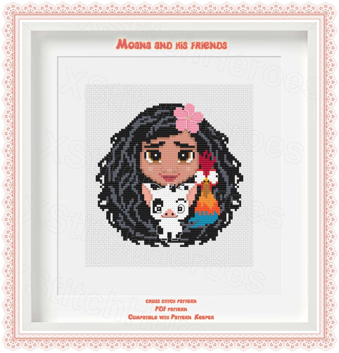 Moana Cross Stitch Pattern Moana and His Friends Polynesian Princess ...