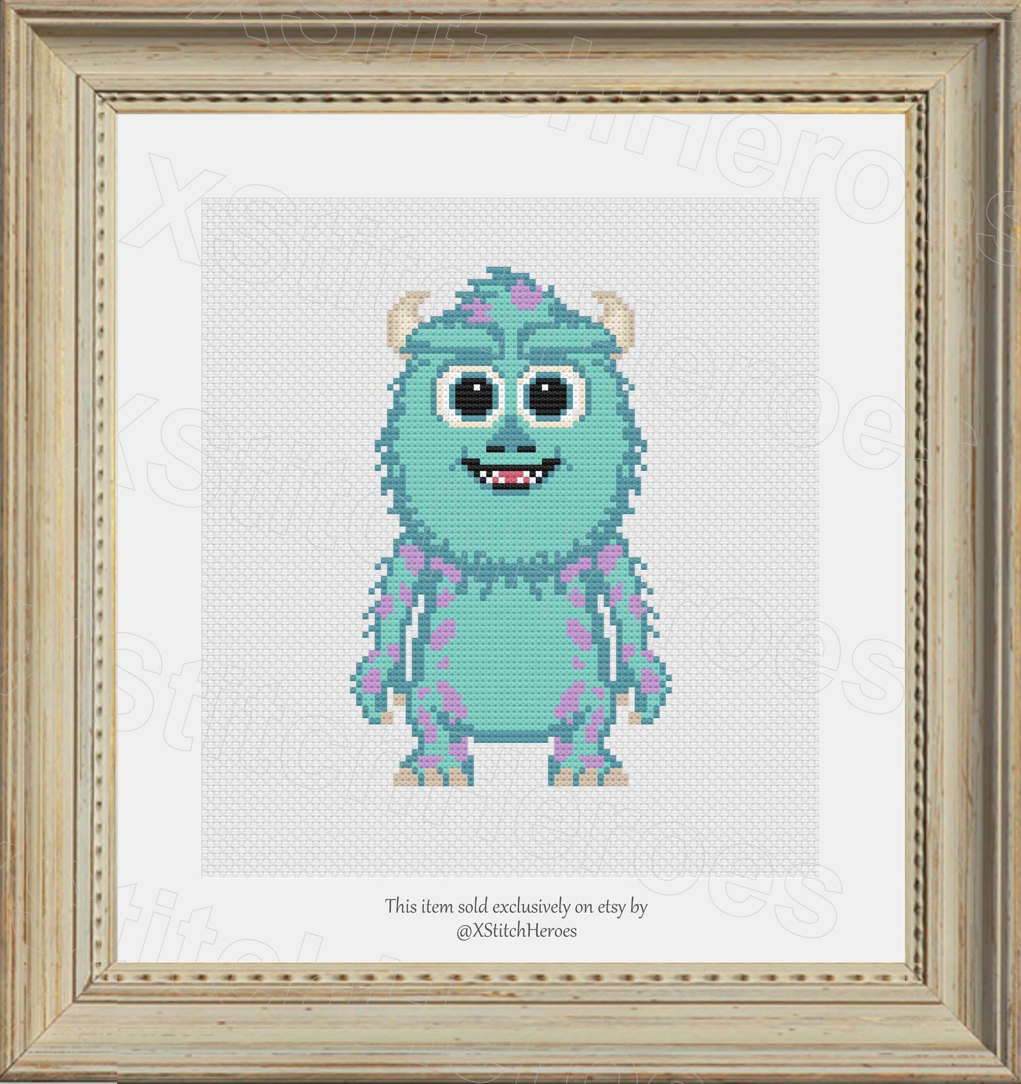 Little Sully Monster Cross Stitch Pattern, Kids Room Decor (PDF Pattern ...