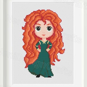 Little Merida Cross Stitch Pattern Princess Cross Stitch Home Decor ...