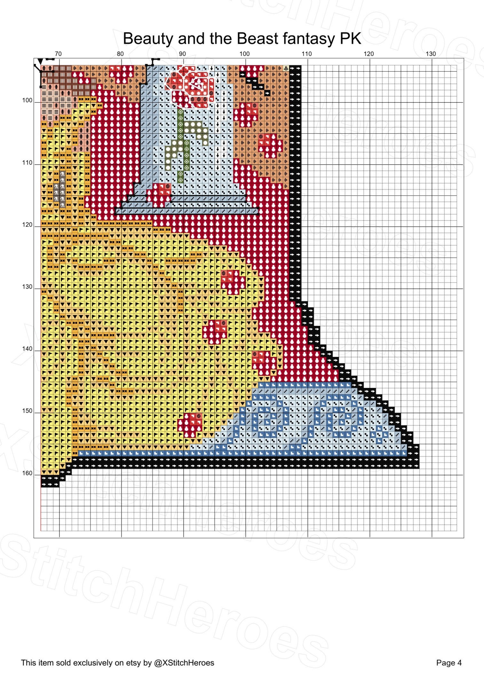 Beauty and the Beast Fantasy Cross Stitch Pattern Belle Cross Stitch ...