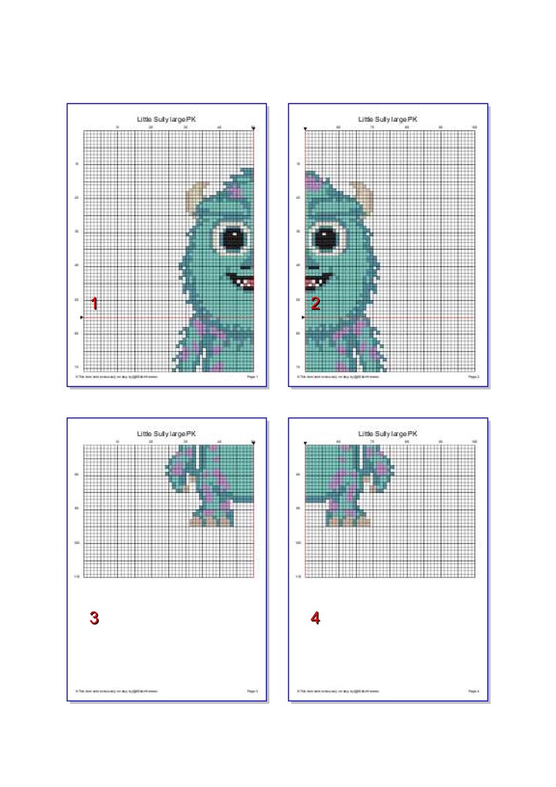 Little Sully Monster Cross Stitch Pattern, Kids Room Decor (PDF Pattern ...