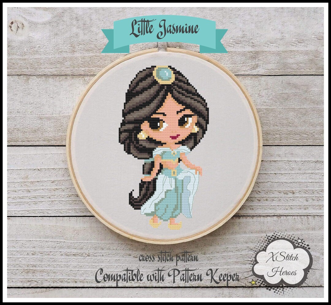 Jasmine Cross Stitch Pattern Princess Cross Stitch Home Decor Wall ...
