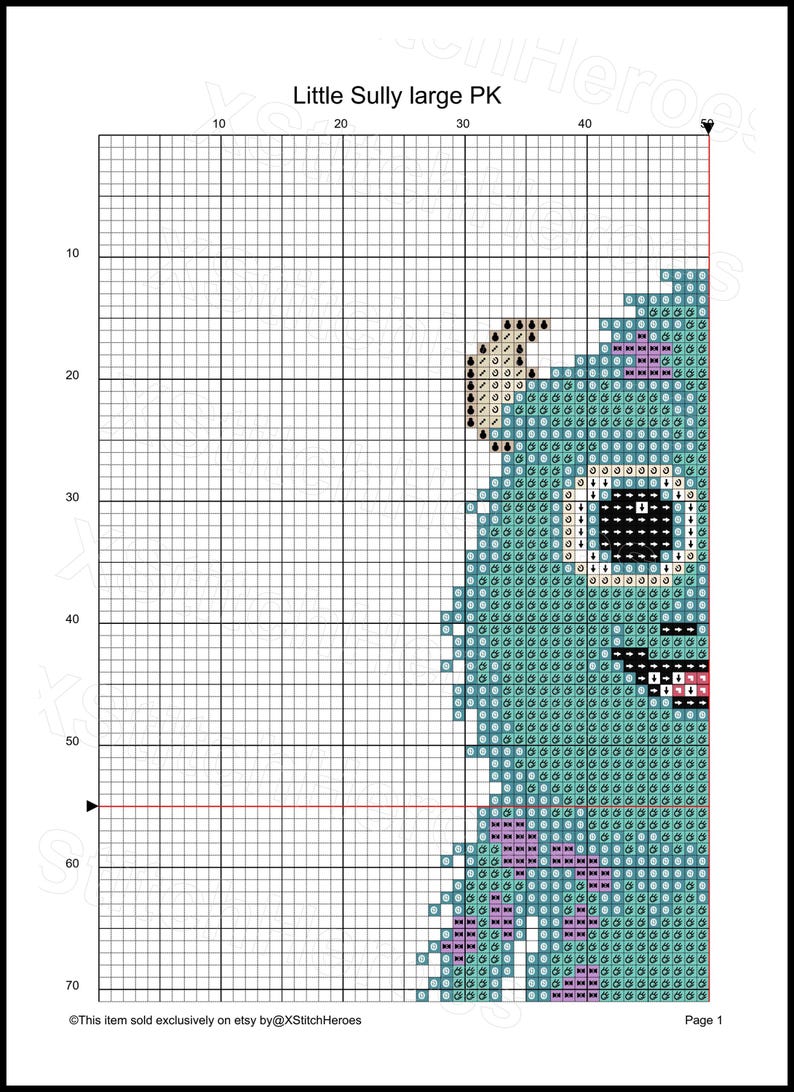 Little Sully Monster Cross Stitch Pattern, Kids Room Decor (PDF Pattern ...