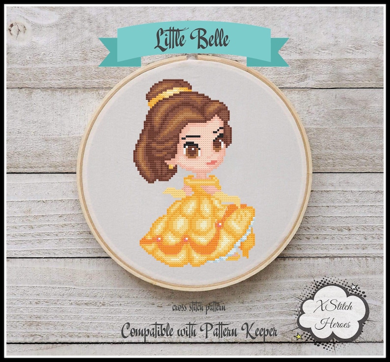 Belle Princess Cross Stitch Pattern, Kids Room Decor (PDF Pattern) - Etsy