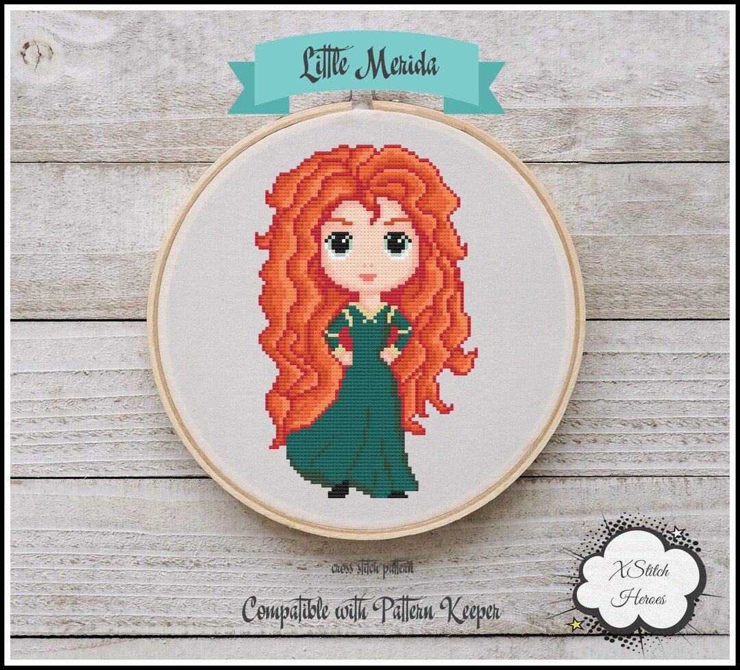 Little Merida Cross Stitch Pattern Princess Cross Stitch Home Decor ...