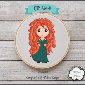 Little Merida Cross Stitch Pattern Princess Cross Stitch Home Decor ...