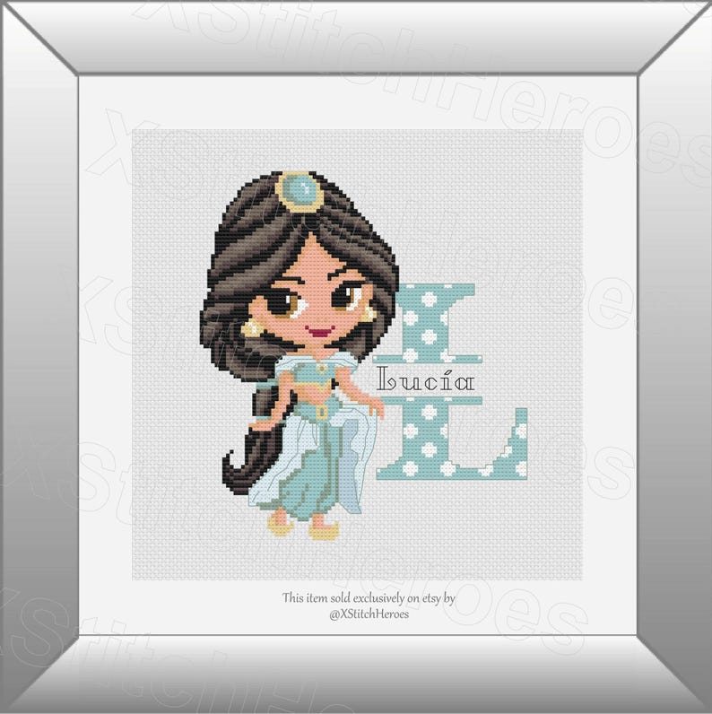 Jasmine Letter L Cross Stitch Pattern: Custom Name Alphabet (PDF ...
