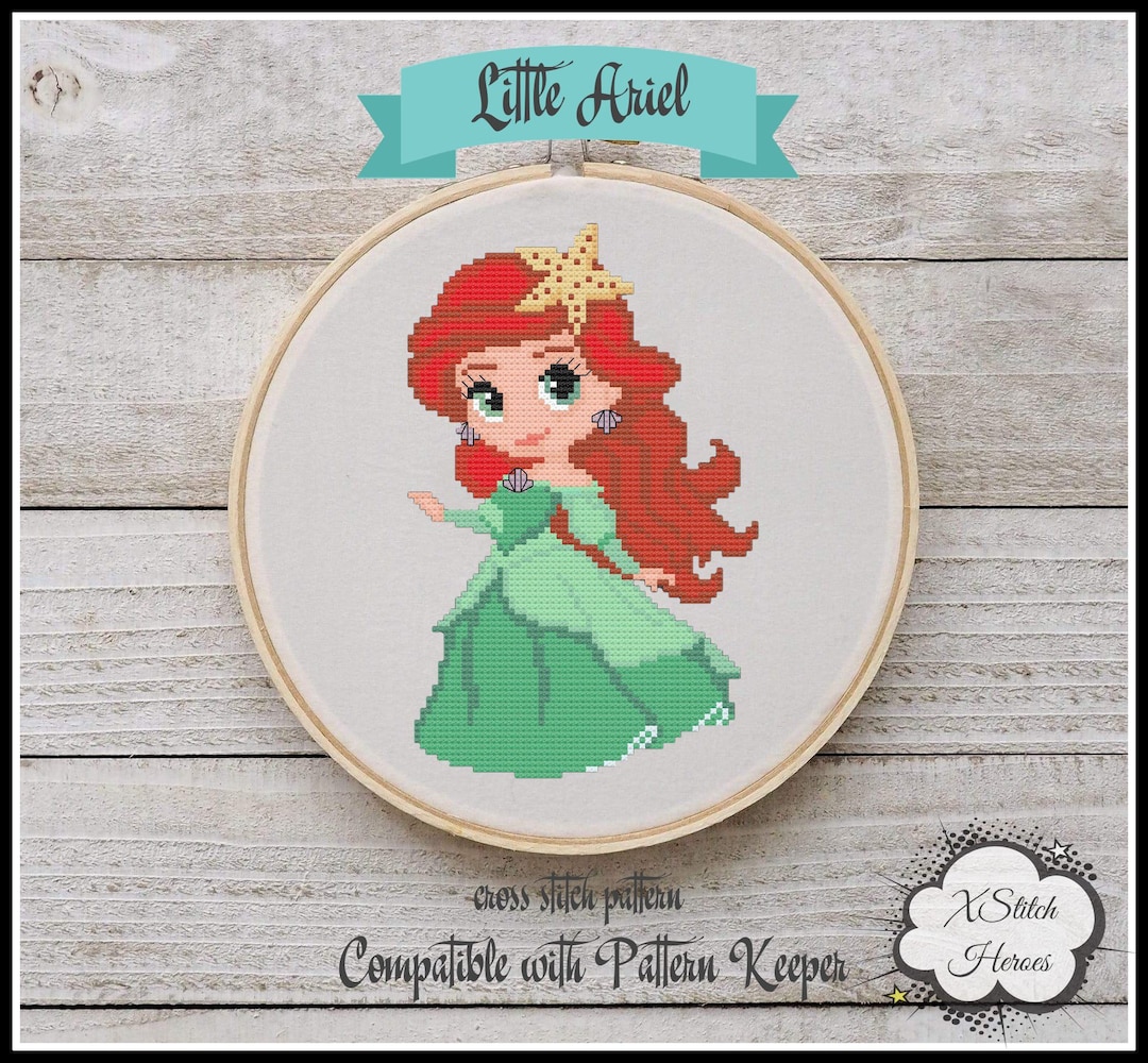 Princess Cross Stitch Pattern Little Ariel Fantasy Home and Wall Decor ...
