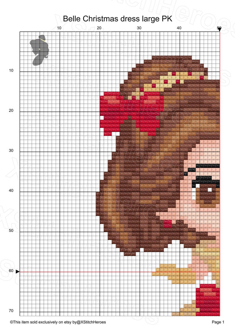 Belle Christmas Dress Cross Stitch Pattern, Princess Decor (PDF Pattern ...