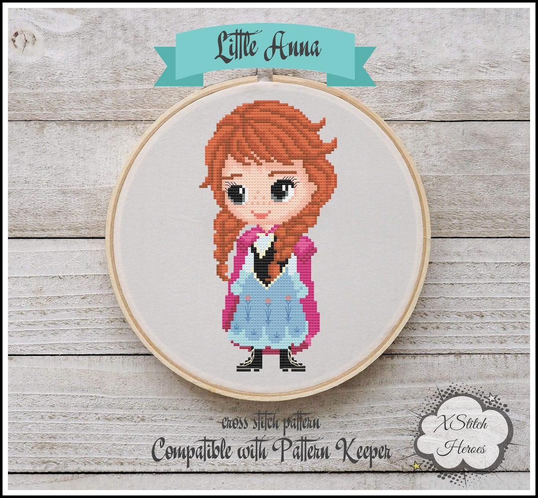 Little Anna Cross Stitch Pattern: Frozen Tale Heroes, Kids Room Decor ...