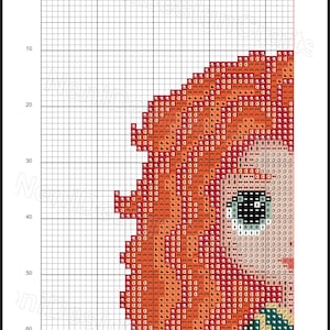 Little Merida Cross Stitch Pattern Princess Cross Stitch Home Decor ...