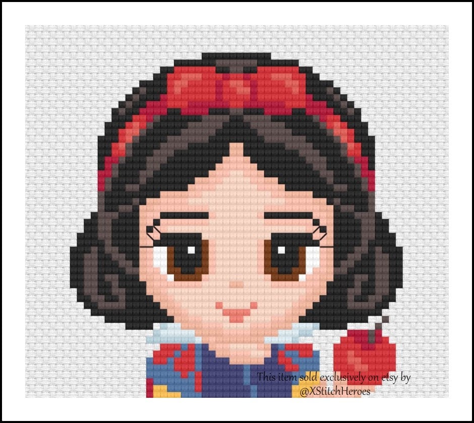 Snow White Cross Stitch Pattern, Customizable Baby Announcement (PDF ...