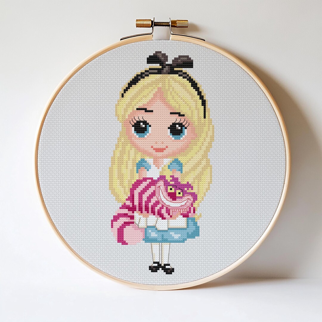 Alice Cross Stitch Pattern Princess Home Decor PDF Pattern Cheshire Cat ...