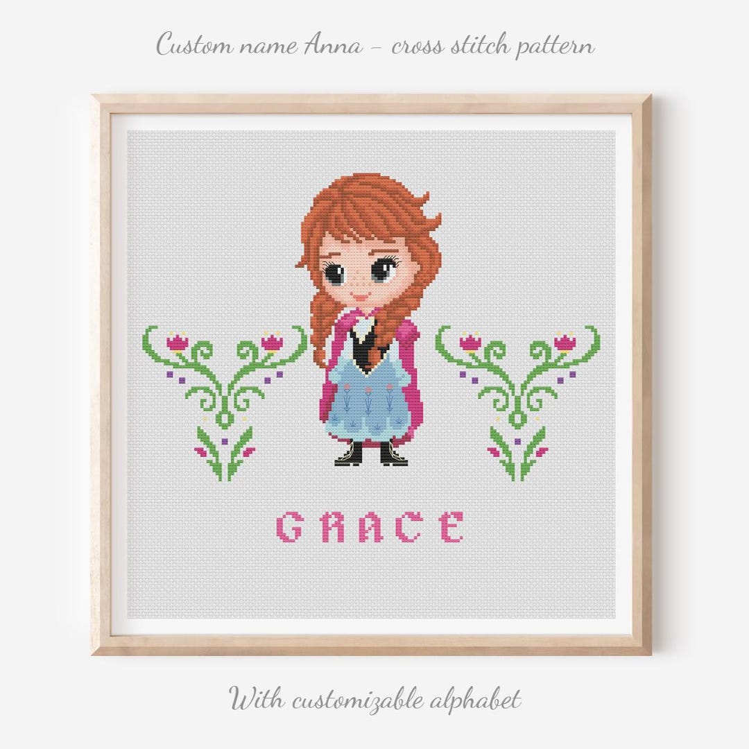 Custom Name Cross Stitch Pattern: Princess Anna, Girl Room Decor (PDF ...